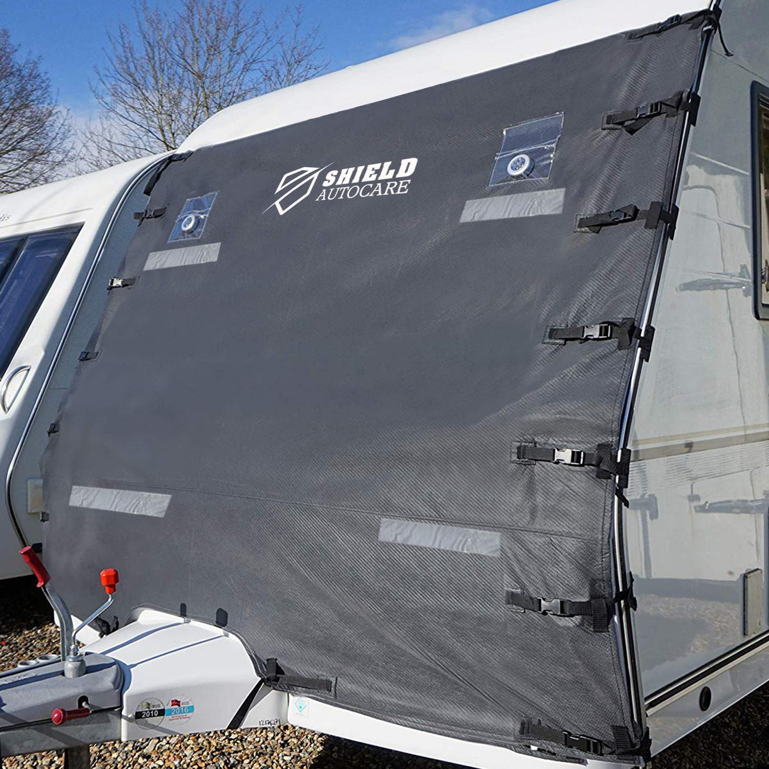 Caravan Front Cover With Led Lights And Reflective Strips Shield